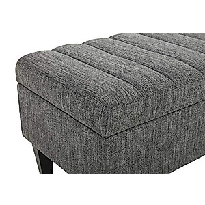 Amazon Brand – Rivet Maple Channel Tufted Upholstered Rectangular Storage Ottoman with a Soft-Close Hinge, 45.3"W, Dark Grey