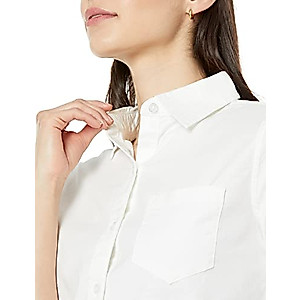 Amazon Essentials Women's Long Sleeve Button Down Stretch Oxford Shirt (Available in Plus Size), White, XX-Large