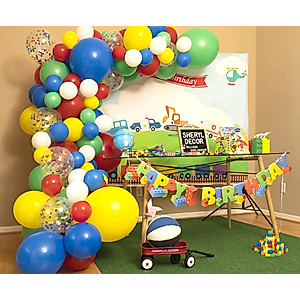 ALL-IN-1 Sesame Street Balloons Arch Kit & Garland – Small and Large Primary Color Red Blue Green Balloons – Lego Elmo Circus Carnival Super Mario Birthday Party Supplies & Decorations