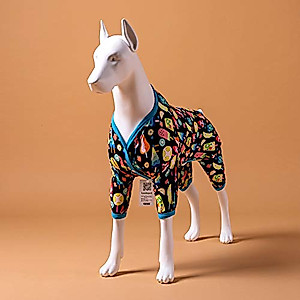 LovinPet Big Dog/Full Belly Coverage/for Big Dogs/Pullover Pitbull Shirt for Men Big Dogs/Fruit Popsicle Frozen Black Prints/Lightweight Big Dogs Pullover, Full Coverage Large Breed Dog Pjs