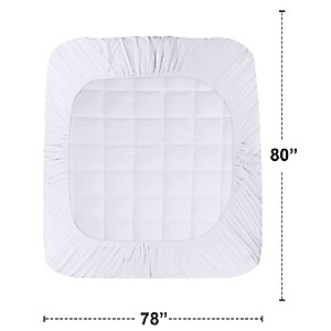 Utopia Bedding King Mattress Pad, Quilted Fitted Premium Mattress Protector, Deep Pocket Mattress Cover Stretches up to 16 Inches, Fluffy Pillow Top Mattress Topper (78x80 Inches, White)