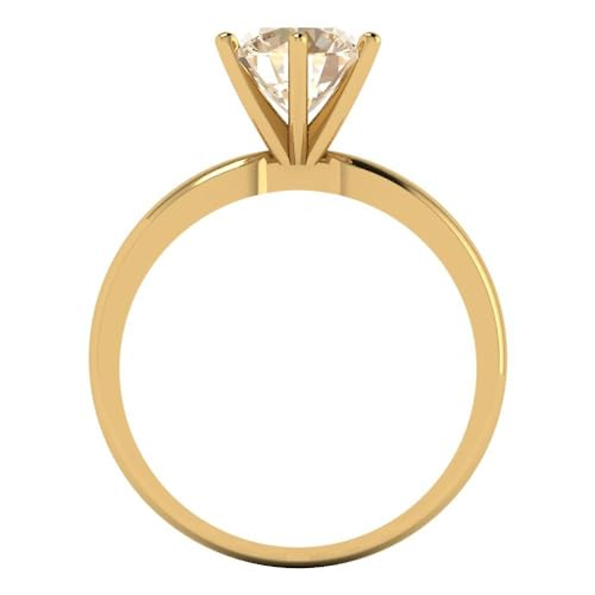 Clara Pucci 1.50 ct Round Cut Solitaire Natural Brown Morganite Engagement Bridal Promise Anniversary Ring in 18K yellow Gold Size 3.5