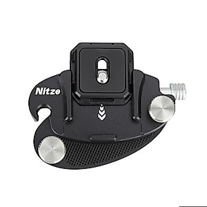 Nitze Camera Clip, Aluminum Capture Clip, Backpack Strap Camera Mount with 4-Side Mountable Arca Quick Release Plate for DSLR/Mirroless Camera, Action Camera - N58A