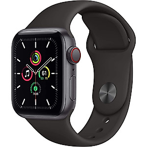 Apple Watch SE (GPS + Cellular, 40mm) - Space Gray Aluminum Case with Black Sport Band (Renewed)