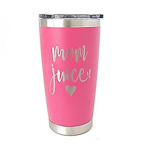 Mom Juice Coffee Tumbler for Women, 20oz Pink Tumbler with lid, Best Mom Gifts for Women Bday Present