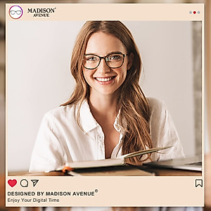 Madison Avenue Blue Light Blocking Glasses Anti Eyestrain UV Glare Blue Light Glasses for Women TV Phone Computer Gaming Eyeglasses (Demi)