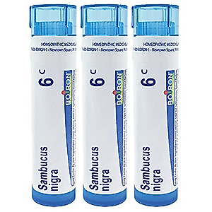 Boiron Sambucus Nigra 6c Homeopathic Elderberry Medicine for Hoarseness with Painful Cough and Nasal Congestion - Pack of 3 (240 Pellets)