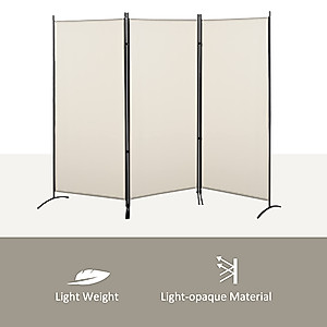 HOMCOM 3 Panel Room Divider Screen, 6 Ft Tall Folding Privacy Screen, Freestanding Partition Wall Divider for Indoor, Home Office, Beige