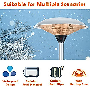 LHRIVER Electric Outdoor Patio Heater, 1500W Freestanding Infrared Heater with 2 Adjustable Switch Mode, Quiet Operation,Dust &Waterproof IP34 750W/1500W, Ideal for garden, Outdoor/Indoor Use