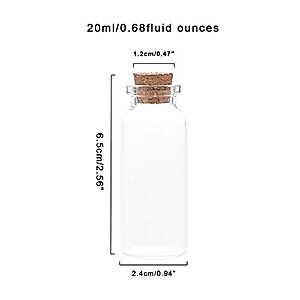 VOFUWS 48PCS 20ml Mini Glass Jars Bottles with Corks(48pcs Eye Screws and 30-meter twine and 3pcs Funnel)