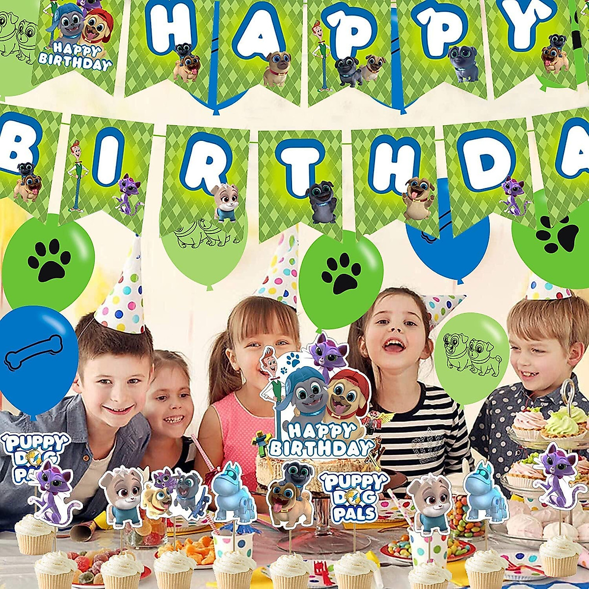 Puppy Dog Birthday Party Decorations for Puppy Dog Pals Including Banners Latex Balloons Aluminum Foil Balloons for Birthday Party Decorations for Children and Adults