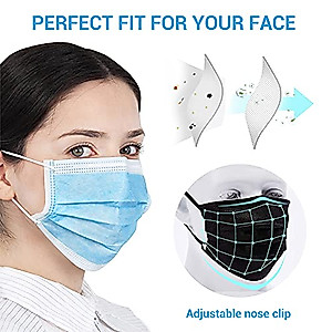 Disposable Face Masks, 3Ply with Adjustable Elastic Earloop, Comfortable Fitting & Easy Breathing, 50 Pcs