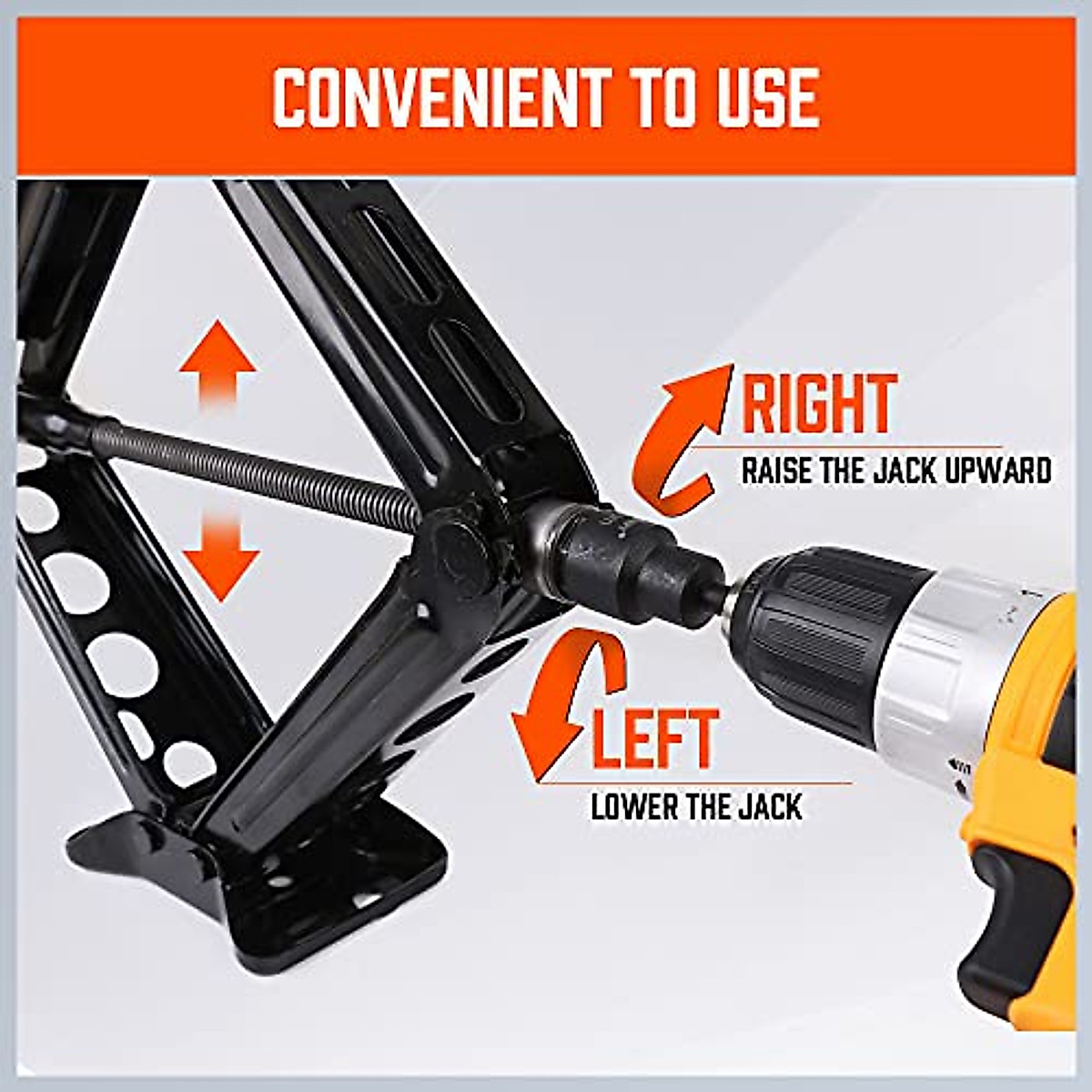 HORUSDY 2-Pieces RV Leveling Scissor Jack Socket Drill Adapter, 1/4 Inch Hex Shank, Fits 3/4 Inch or 19mm Hex Drive Jacks