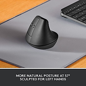 Logitech ERGO K860 Split Wireless Keyboard with wrist support and Lift Left Vertical Ergonomic Mouse, Left-handed, Bluetooth, USB receiver, Quiet, Windows/macOS/iPadOS, Laptop, PC - Graphite