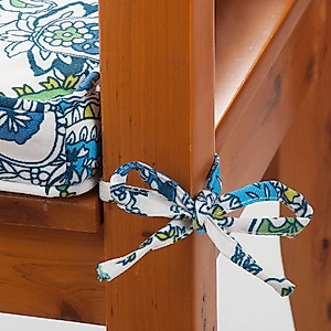 Magpie Fabrics Indoor Outdoor Waterproof Square Chair Cushion, 18" x 18" x 2.5", 2 Pack, Water Resistant Seat Cushions, for Patio Garden Office, Paisley Blue