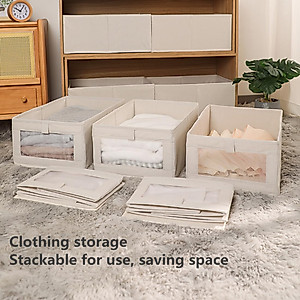 CHANYEEKIT Linen Storage Bins Wardrobe Storage Baskets Shelf Organizer Containers for Organizing Clothing, Jeans, Toys, Books, Shelves, Closet Organizers