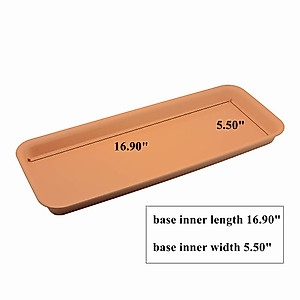 BangQiao 18 Inch Plastic Rectangular Planter Pot Saucer Tray for Indoor and Outdoor Plants, Pack of 3, Terracotta