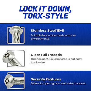 Fastenere Torx Security Machine Screws - 10-32 x 1/2" (25-Pack) Stainless Steel, Tamper-Resistant, Button Head Screws, Bolt Screw for Higher Level of Safety & Theft Prevention