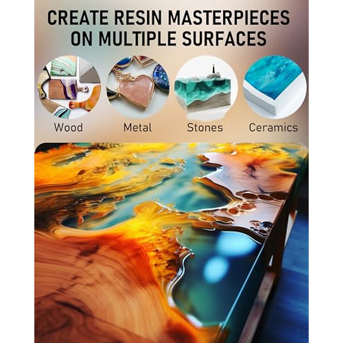 Smallbudi 17 Oz Epoxy Resin Kit - Crystal Clear Epoxy Resin & Hardener for DIY Art, Crafts, Mold Casting, Resin Coasting, Wood, Jewelry Making, Food Safe, Heat & UV Resistant, No Bubble 1:1 Ratio