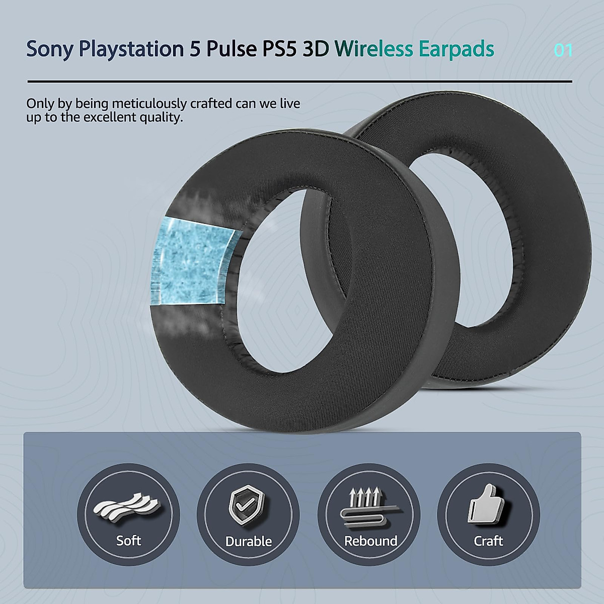 Wzsipod Premium PS5 Cooling Gel Earpads, Replacement Cushions Designed for Enhanced Comfort, Superior Sound Quality and Ultimate Gaming Experience, Black