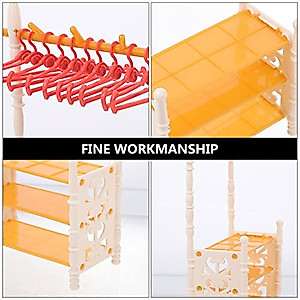 Toyvian Mini Clothes Hanger Rack Doll Dress Up Storage Rack Mini Shoe Rack for Doll Mini Clothes Rack Clothing Rack with Storage Shelf Miniature Wardrobe for Dollhouse, 10.22in
