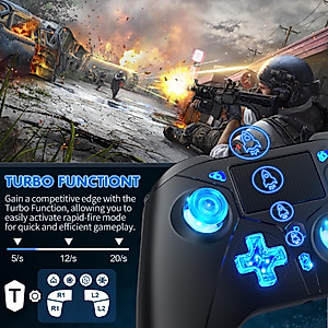 Compatible with PS5 Controller, Wired Controller for Playstation 5/PS4/PC, Gaming Controllers, Gamepad with Dual Vibration 6-axis Gyroscope Support Turbo Macro Multi Touch Pad 3.5mm Audio Jack