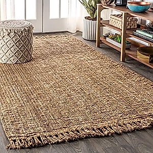 JONATHAN Y NRF103A-4 para Hand Woven Chunky Jute with Fringe Area-Rug, Bohemian, for Bedroom, Kitchen, Living Room,4 X 6,Natural