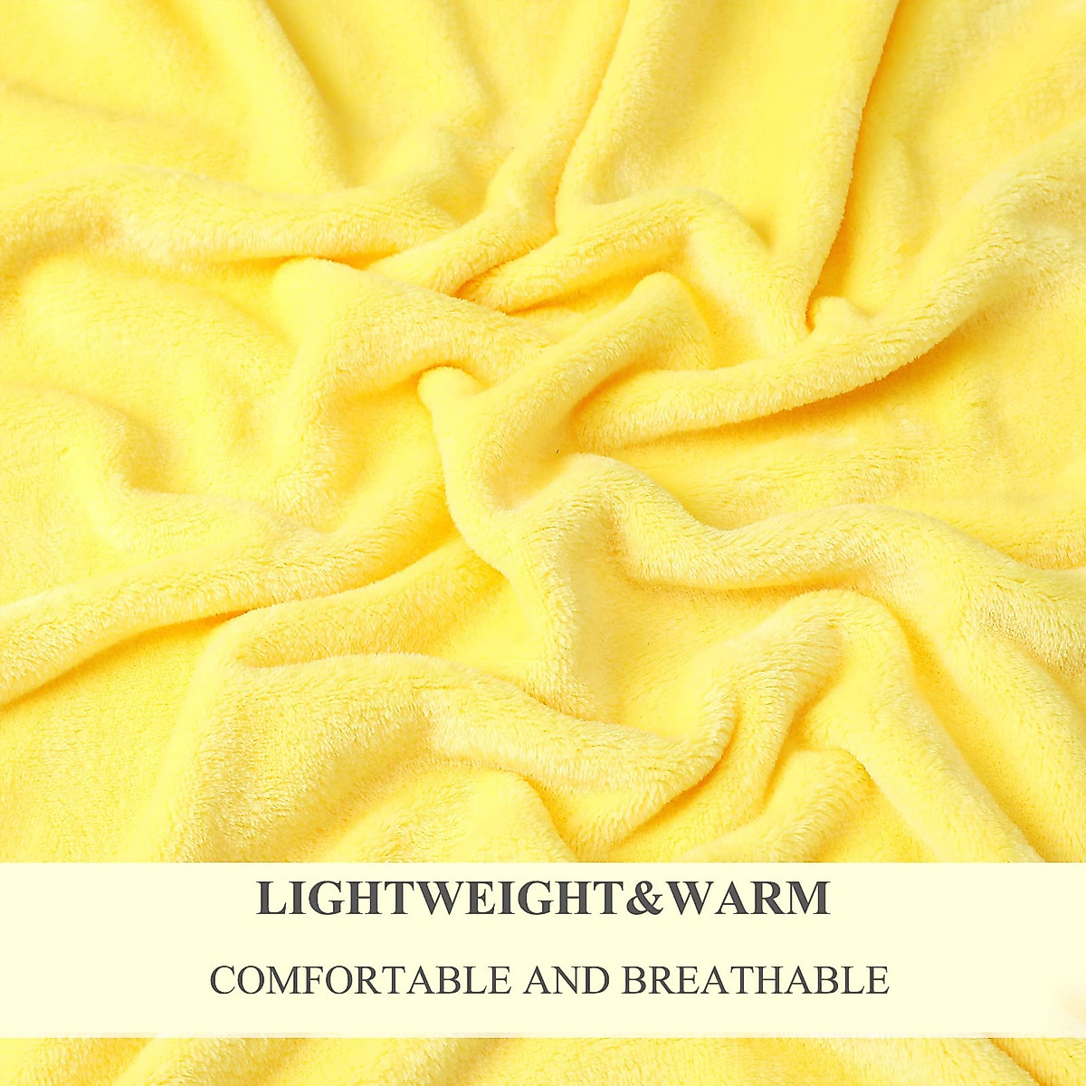 JIAHANNHA Yellow Fleece Throw Blanket 50"x60" for Adults, Super Soft Cozy Plush Velvet Throw Blanket for Couch Sofa Bed,Warm and Lightweight
