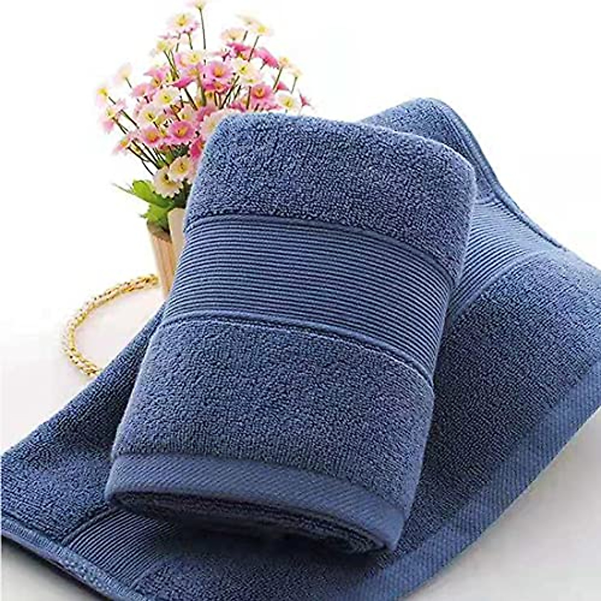 2 Pack Hand Towels for Bathroom- (14 x 30 Inch) 100% Cotton Hand Towel, Highly Absorbent and Quick Dry Face Washcloth, Home Soft Premium Towel for Hotel, Bath, Kitchen and Spa, Set of 2 (Blue)