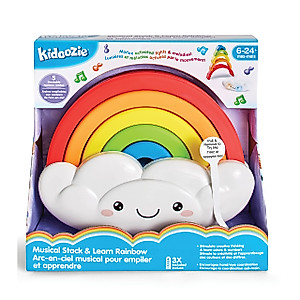 Kidoozie Musical Stack & Learn Rainbow - Stacking Activity Toy for Infants and Toddlers 6-24M - Motion Activated Lights and Sounds - Encourages Early Learning and Fine Motor Skills