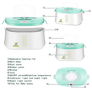 Bubos Upgraded Baby Wipe Warmer and Wet Wipes Dispenser with Advanced LED Night Light