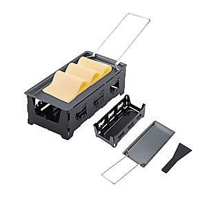 Mini Cheese Raclette, Portable Foldable Non-Stick Raclette Grill, Candlelight Cheese Melter Pan, with Spatula