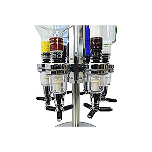 Revolving Alcohol Caddy - 6 Bottles - Liquor Holder Beverage Cocktail Shot Dispenser
