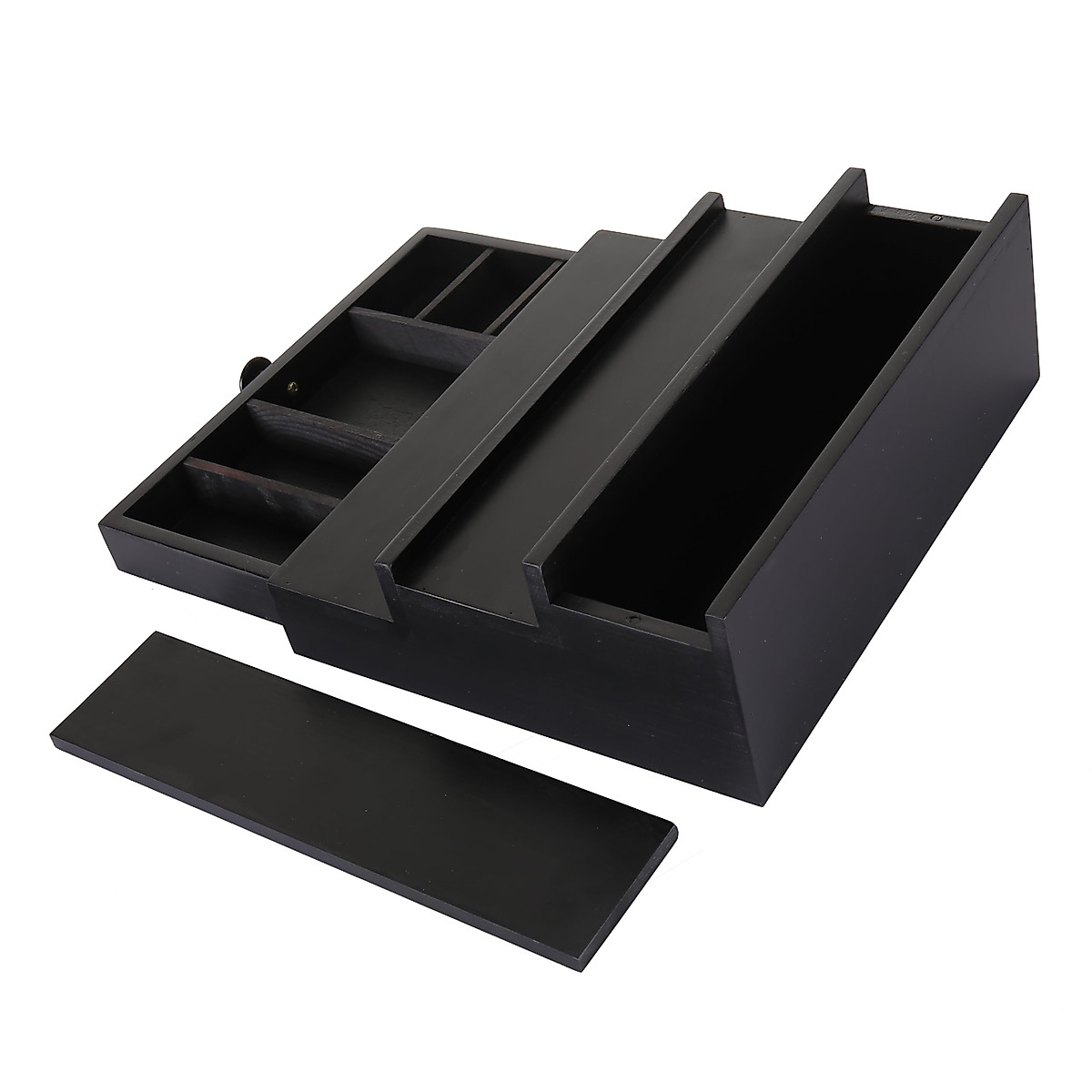 Black Wooden Cologne Organizer for Men - 3 Tier Wooden Perfume Display Stand with Drawer and Hidden Compartment for Organizing and Storing, Cologne Holder Shelf for Dresser