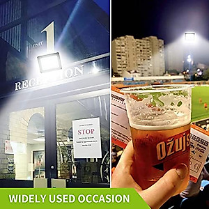 JRBFA 2 Pack 100W LED Flood Lights Outdoor, 10000lm LED Work Light with Plug, 6500K Daylight White, IP66 Waterproof Exterior Outside Floodlights for Backyard, Garage, Garden, Lawn