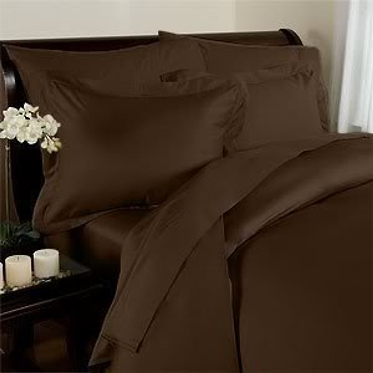 Elegant Comfort ® 1500 Thread Count - Wrinkle Resistant - Egyptian Quality 3pc Duvet Cover Set, Solid, King/Cal-King, Chocolate Brown