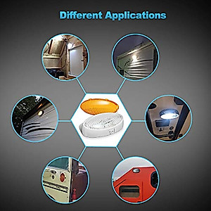 Partsam 2Pcs Oval LED RV Exterior Porch Utility Light w/On-Off Switch 12v Lighting Fixture Replacement Lighting for RVs, Trailers, Campers, 5th Wheels. White Base, Clear and Amber Lens Removable