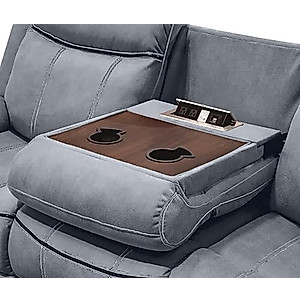 Acme Furniture Zubaida 41" x 87" Modern Velvet Reclining Sofa with USB Dock, 1 Storage Drawer, Tight Back & Seat Cushion, in 2-Tone Gray Finish