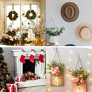 Adhesive Hooks, 32 Pack 33lb(Max) Sticky Hooks, Transparent Reusable Removable Adhesive Hooks for Hanging, Wall Hooks for Hanging Can be Use for Kitchen Bathroom Shower Outdoor Home Improvement