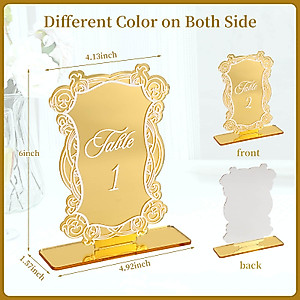 15 pcs Modern Arch Gold Table Numbers for Wedding Reception， Acrylic Signs and Holders ，Perfect for Centerpiece, Reception, Decoration, Party, Anniversary, Event（4x6 Inch）