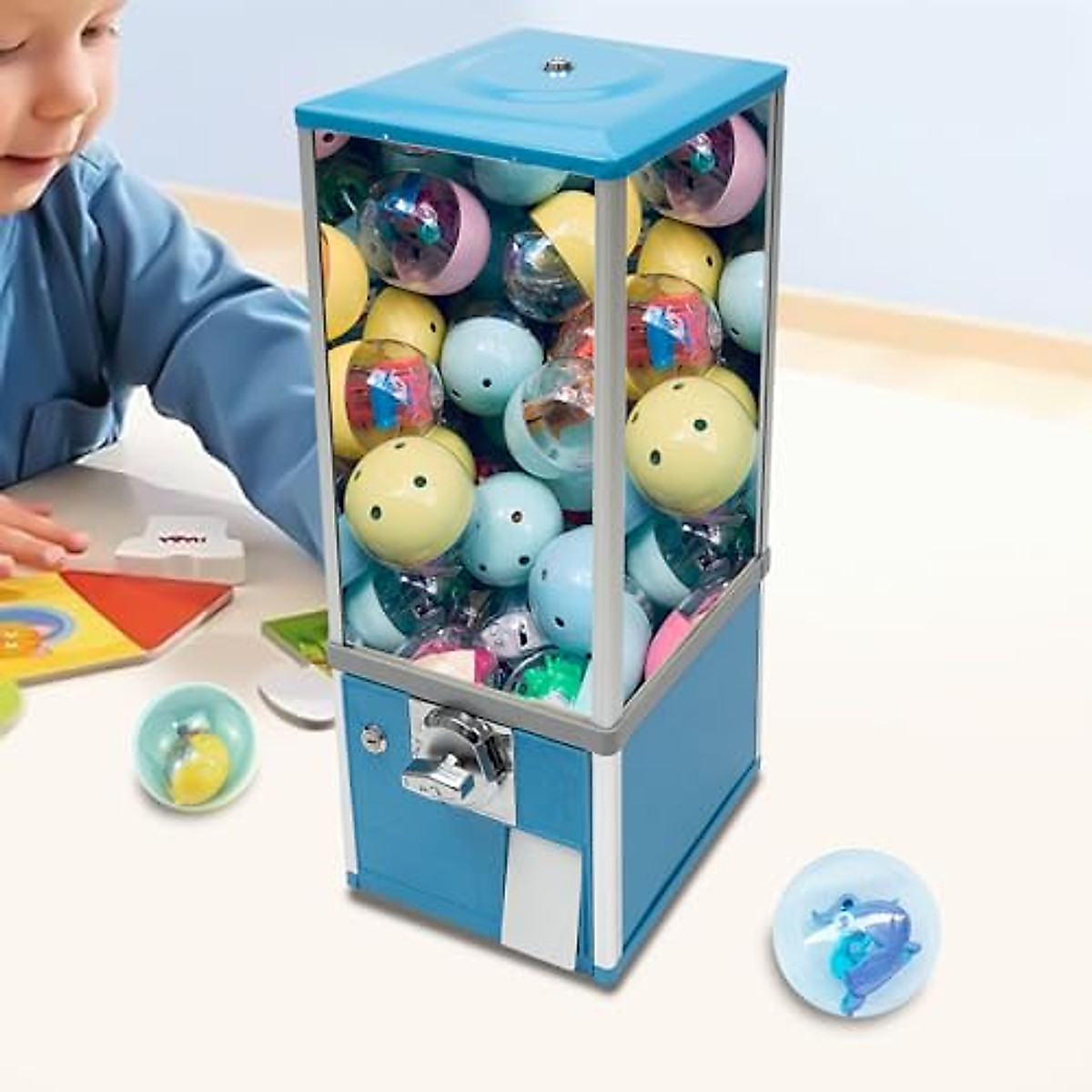 CNCEST 10.24 * 10.24 * 25.2in Vending Machine,Candy Vending Machine with Keys-Cash Box Capacity:700-800 Coins,for Retail Stores/Amusement Parks/Hypermarkets (Yellow)