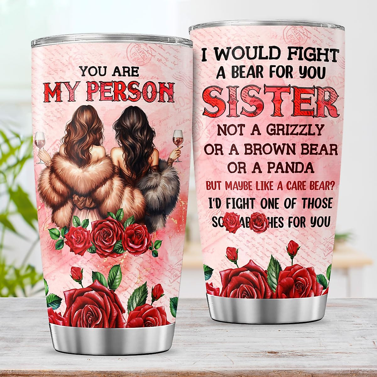 HUBUPU Tumbler 20 Oz With Lid And Straw, Soul Cups From Tumblers Sisters, Sister My Person, Sister Gifts