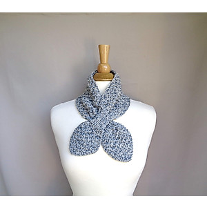 Ascot Bow Scarf, Hand Knit Merino Wool, Pull Through Keyhole Scarf, MULTIPLE COLOR CHOICES, Cowl Neck Warmer