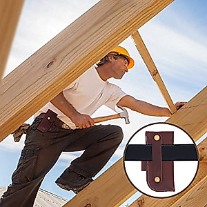 Leather Pocket Knife Sheath, Belt Leather Sheath for Folding Knife (Dark Brown)