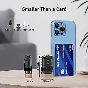 LED Small Powerful EDC Flashlight, 365nm UV Black Light, Mini Led Flashlight 1500 LM, USB C Rechargeable Mini Keychain Flash Light with Clip, Tail Magnet, 9 Modes, Waterproof Pocket Flashlights 2 PC