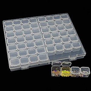 FANFA 56 Grids Plastic Craft Organizer Box Adjustable Storage Box Diamond Painting Storage Box for Sewing Crafts Beads Nail Art Rhinestones Jewelry Diamond Embroidery Non Toxic (Transparent)