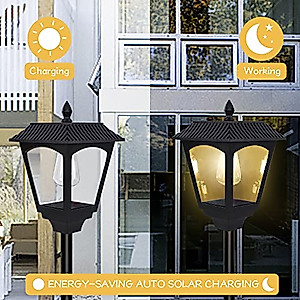 Dynaming 100 Lumen Solar Post Lights, 67 Inch Outdoor Solar Powered Vintage Street Lights, LED Edison Bulb Solar Post Lamp Waterproof for Garden Patio Lawn Pathway Driveway Backyard, Warm White