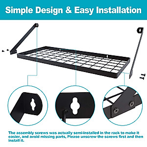Vdomus Hanging Pot Rack, Wall Mounted Pots and Pans Holder 29.3 by 13 Inch, Kitchen Cookware Organizer for Pots and Pans Storage, 15 Moveable Hooks Square Grid, Silver