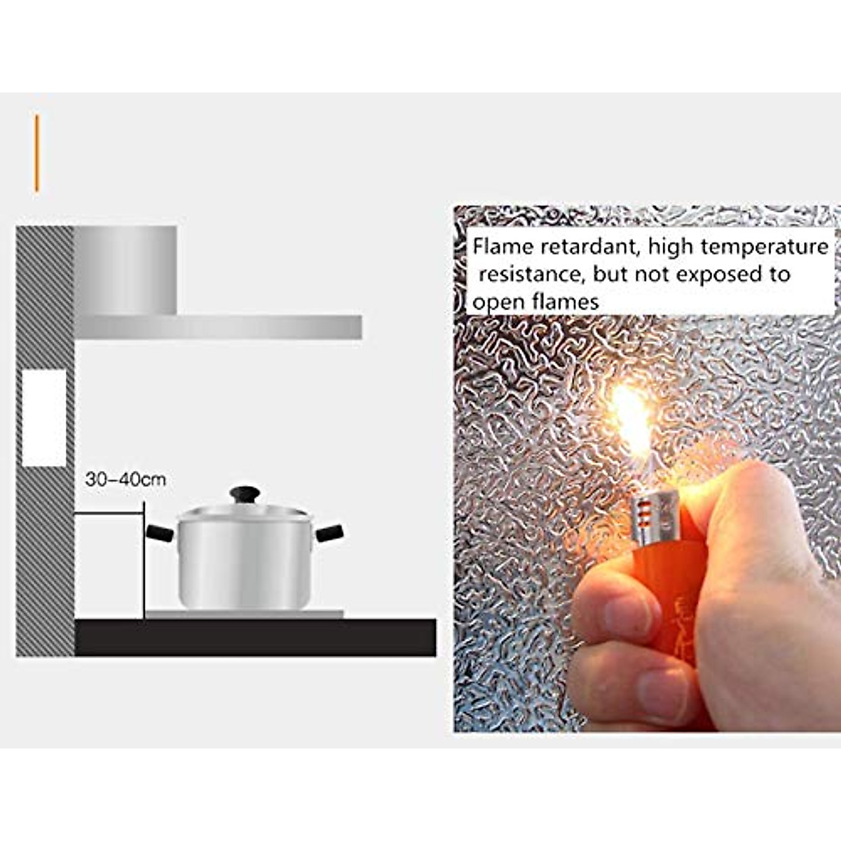 N&A Kitchen PVC Self-Adhesive Wallpaper, Oil-Proof Foil Wall Sticker, Stove Countertop Waterproof High Temperature Resistant Stickers, Cabinet Aluminum Drawer Sticker（15.74×118.11inches）