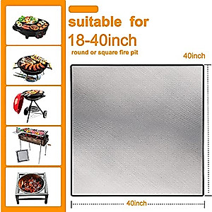 40" Square Fire Pit Mat Grill Mat,DocSafe Fireproof Mat 4 Layers Fire Pit Pad for Deck Patio Grass Outdoor Wood Burning Fire Pit and BBQ Smoker,Easy to Clean,Black & Silver